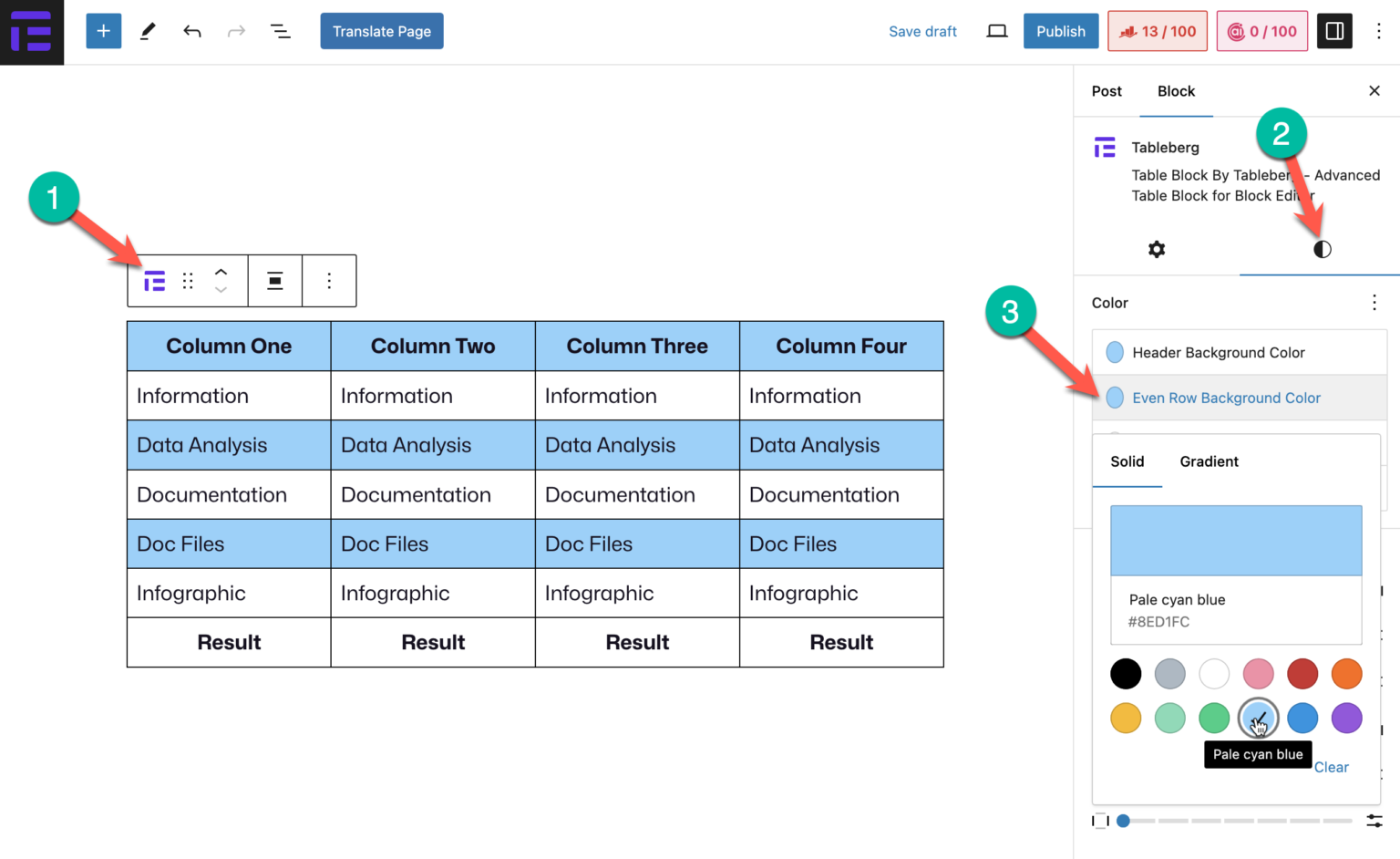 How to Change Table Background Color in WordPress