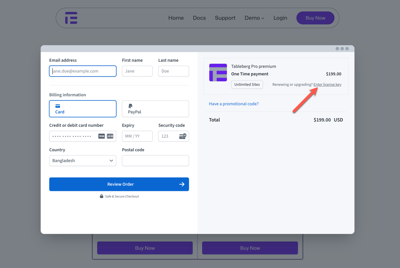 كيفية ترقية ترخيصك Tableberg