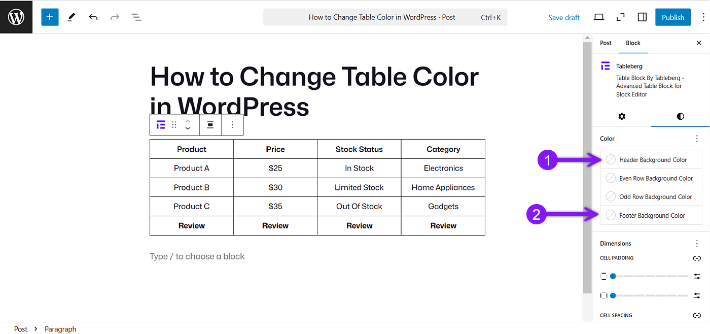 How to Change Table Color in WordPress Without Coding
