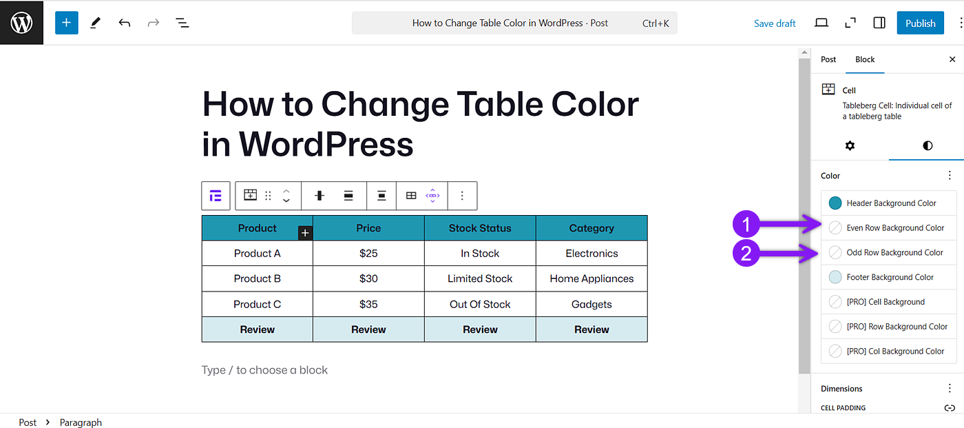 How to Change Table Color in WordPress Without Coding