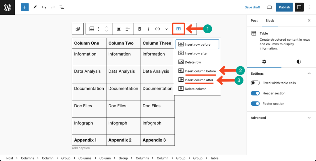 How to Add a Column to a Table in WordPress - Tableberg