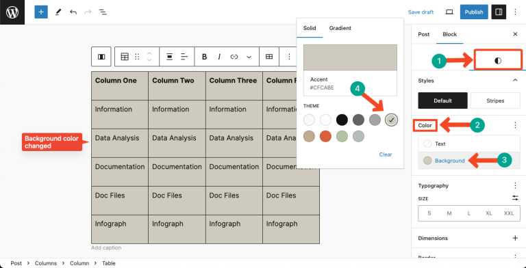 How to Change Table Background Color in WordPress