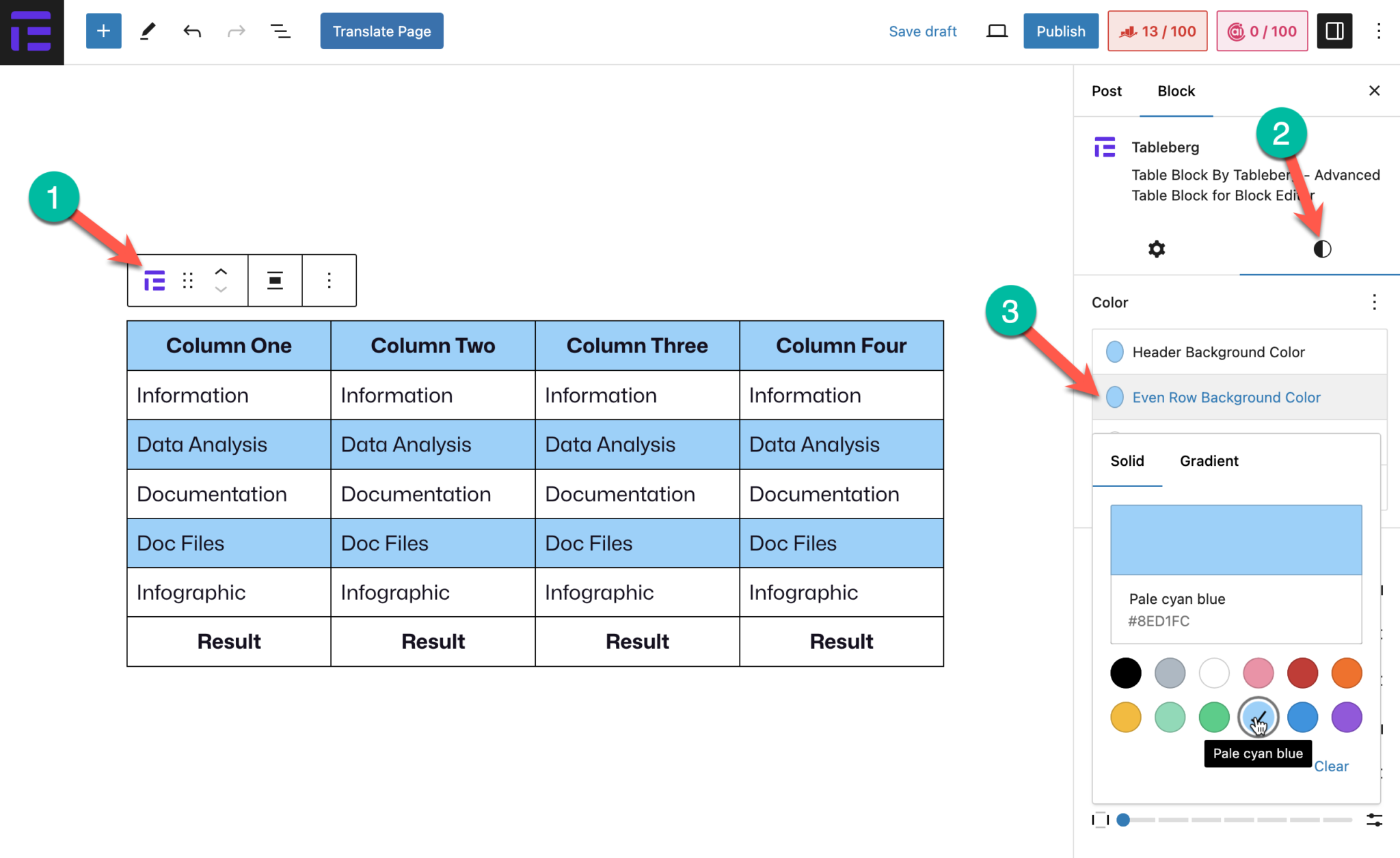 How to Change Table Background Color in WordPress