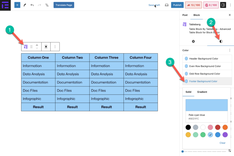 How to Change Table Background Color in WordPress
