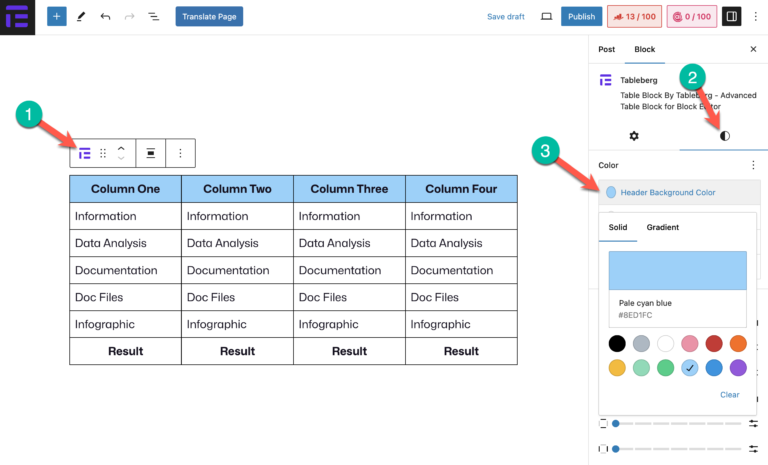 How to Change Table Background Color in WordPress