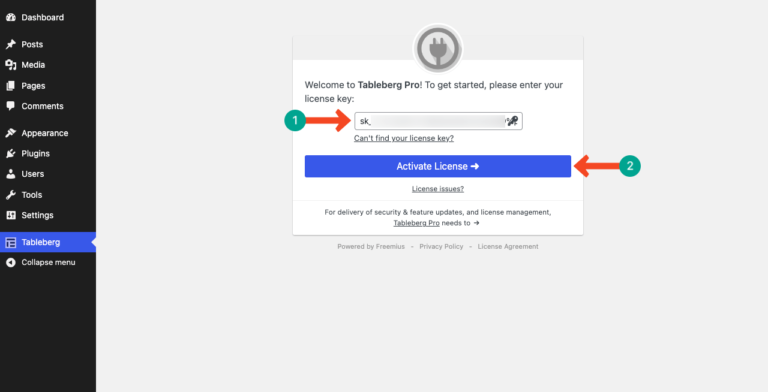 How to Insert & Activate Your License Key for Tableberg