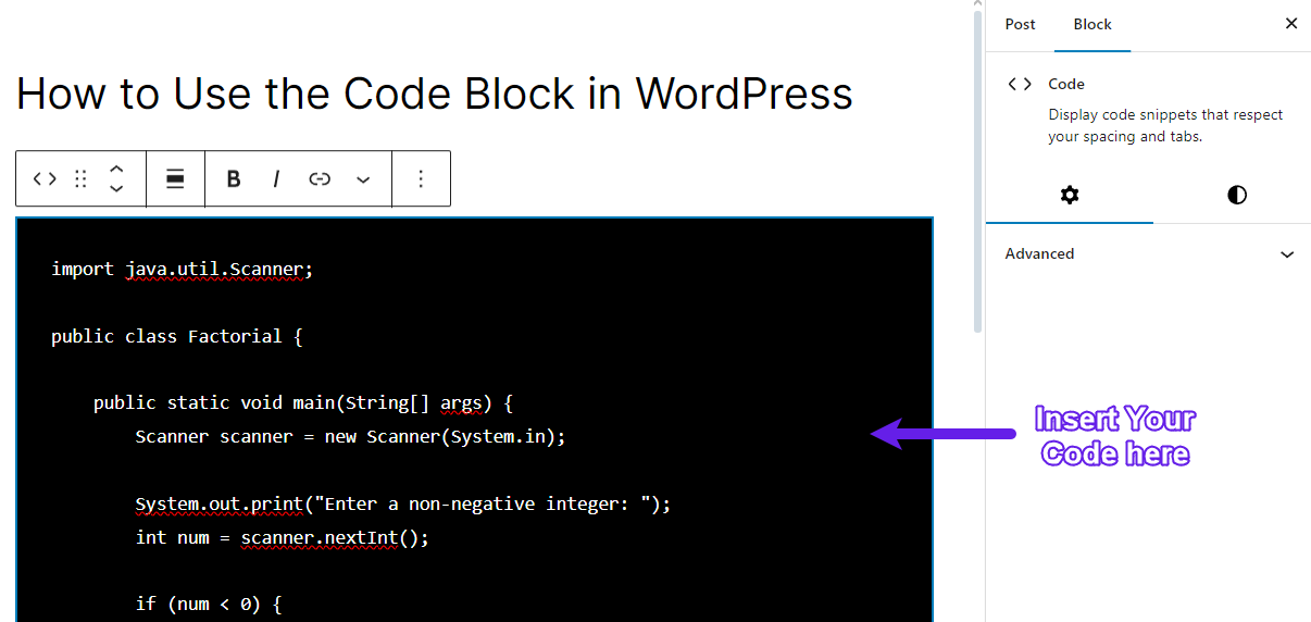How to Use the Code Block in WordPress in 3 Simple Steps