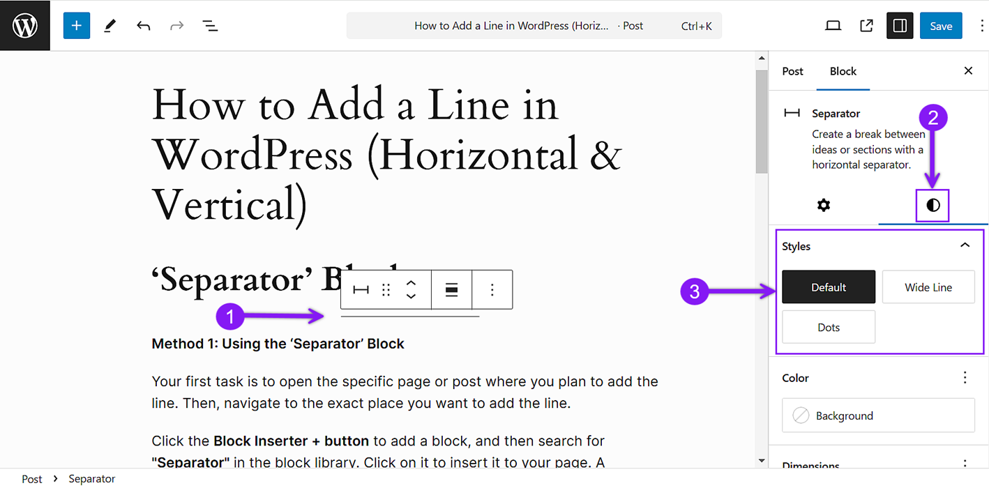 How to Add a Line in WordPress (Horizontal & Vertical)