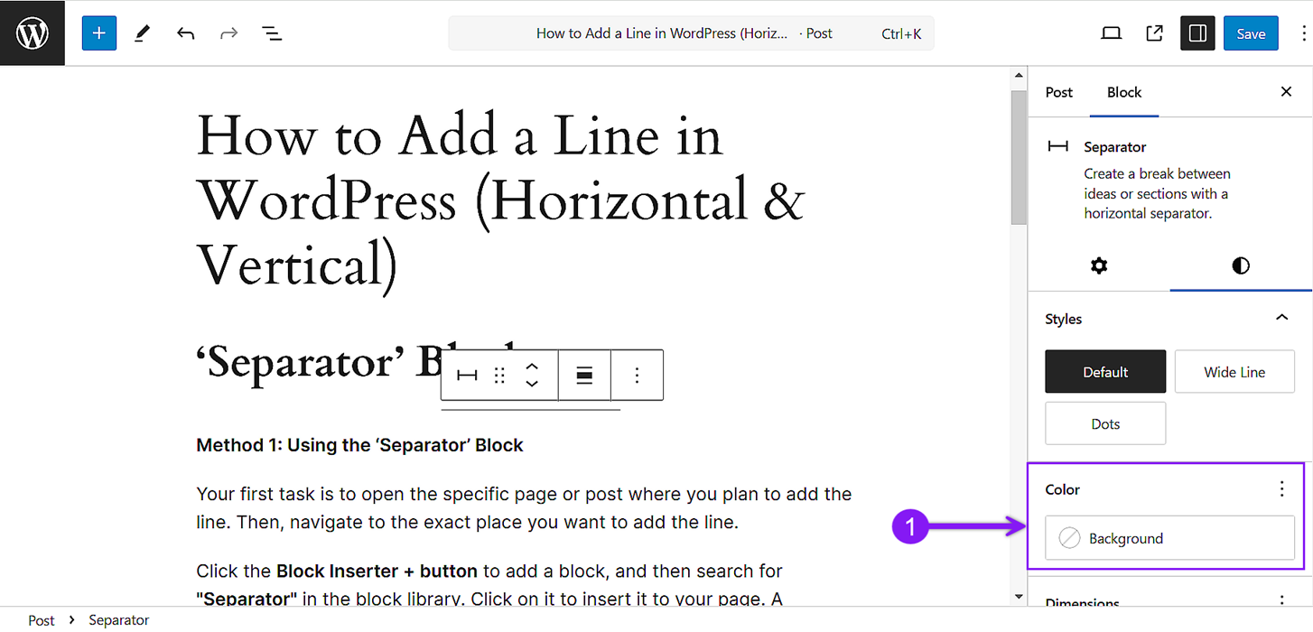 How to Add a Line in WordPress (Horizontal & Vertical)