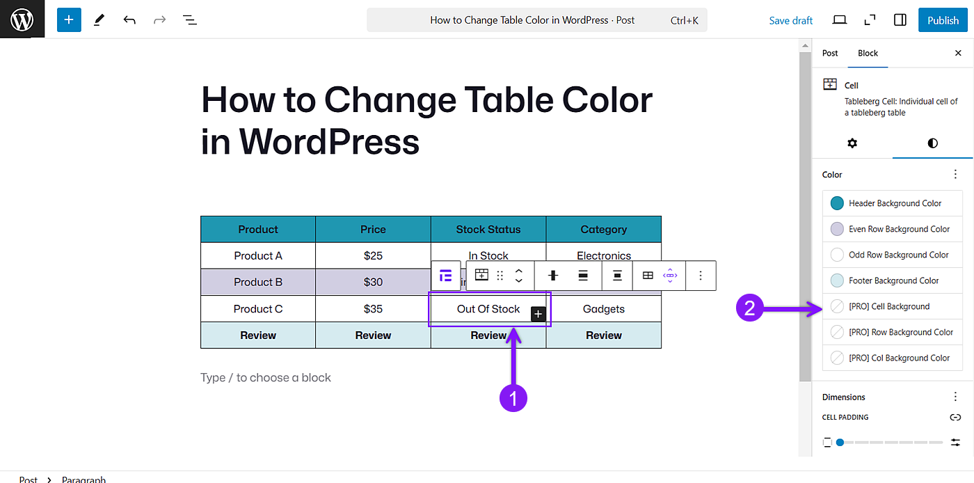 How to Change Table Color in WordPress Without Coding