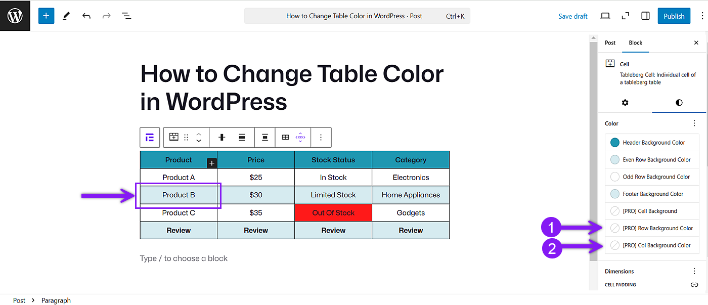 How to Change Table Color in WordPress Without Coding