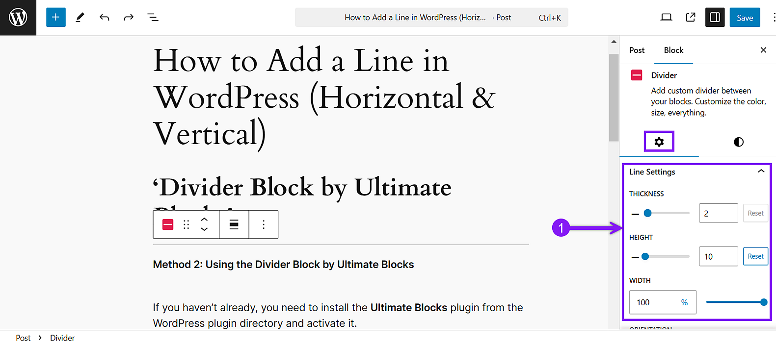 How to Add a Line in WordPress (Horizontal & Vertical)
