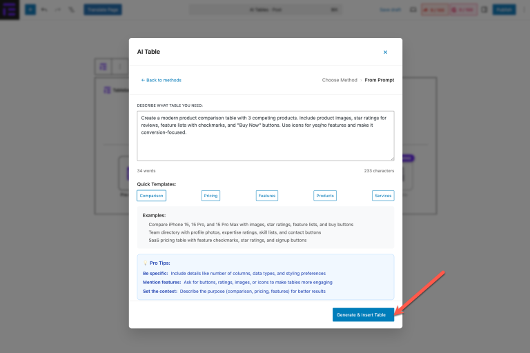 Introducing AI Table: Create Smart Tables Instantly in Tableberg Pro!