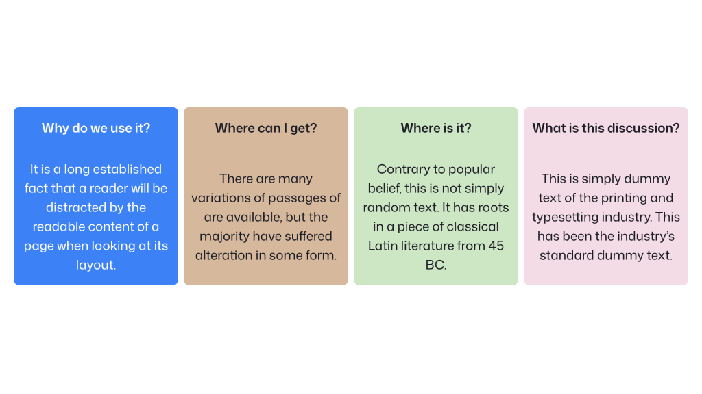 Four-Column Info Boxes | WordPress Table Pattern